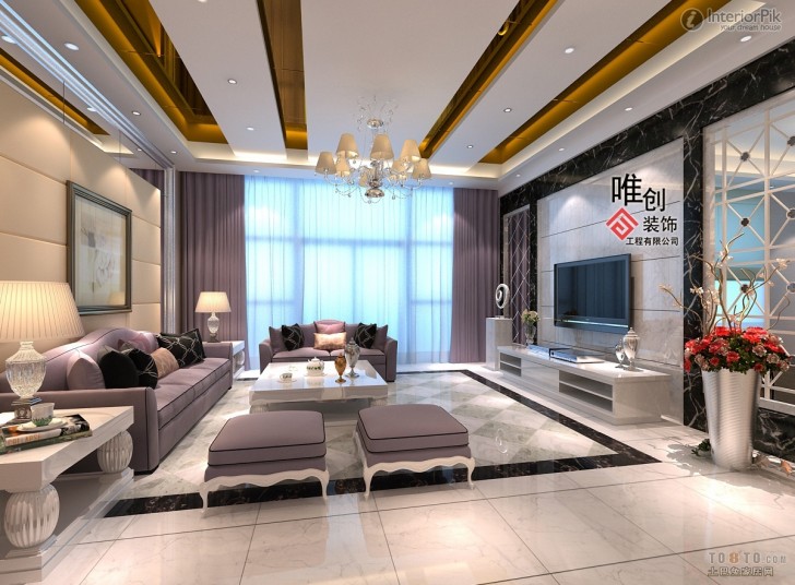 modern-living-room-ceiling-decoration-effect-design-living-room-ceiling ...